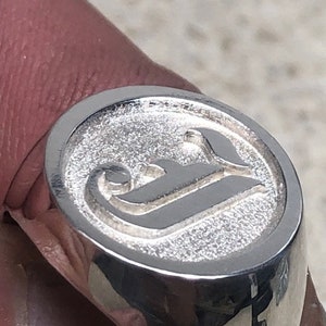 Letter J Sterling Silver Old English Font Solid Initial Ring Large ...