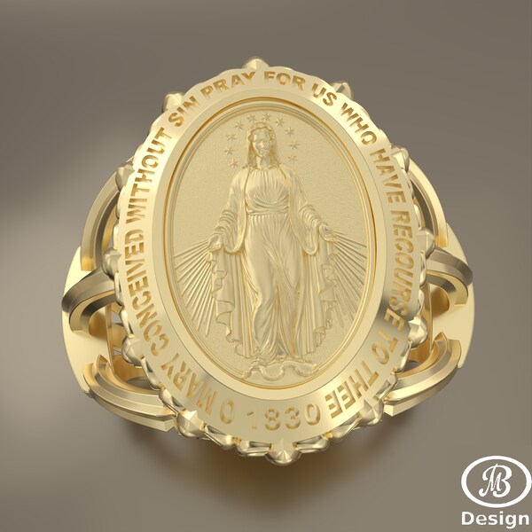 10k Gold Virgin Mary Ring - Etsy