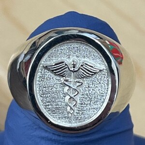 Solid Caduceus Medical Symbol Ring Sterling Silver 925 - Etsy