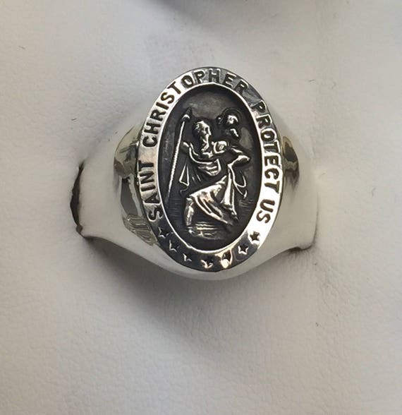 Sterling Silver 925 Saint Christopher Men Ring Size 6-16 - Etsy