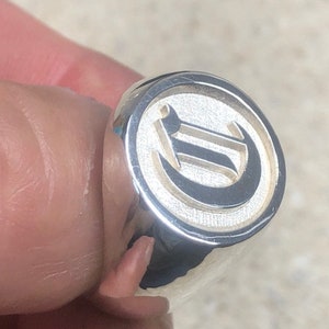 Letter C Old English Font Sterling Silver Solid Initial Ring - Etsy