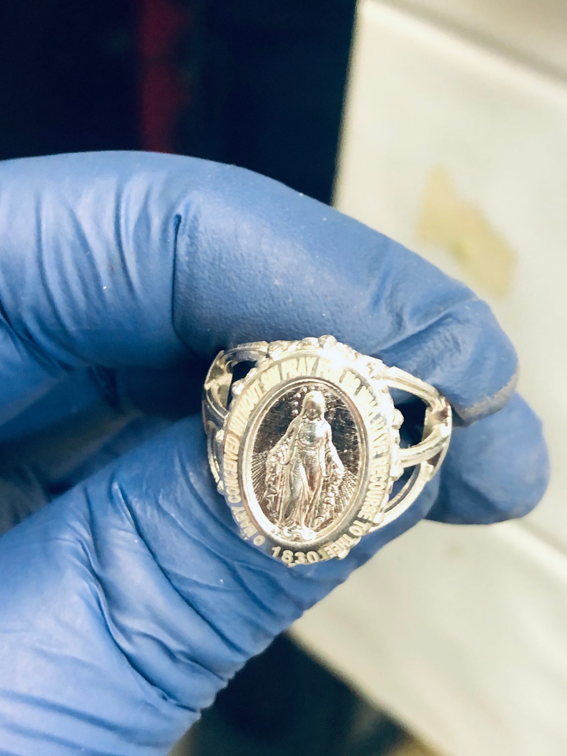 925 Sterling Silver Blessed Virgin Mary Miraculous Ring - Etsy