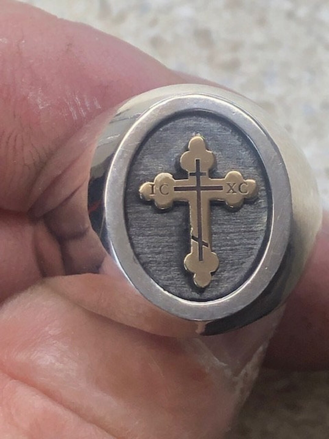 Gold & Sterling Silver Two Tone Eastern Orthodox Solid Ring - Etsy