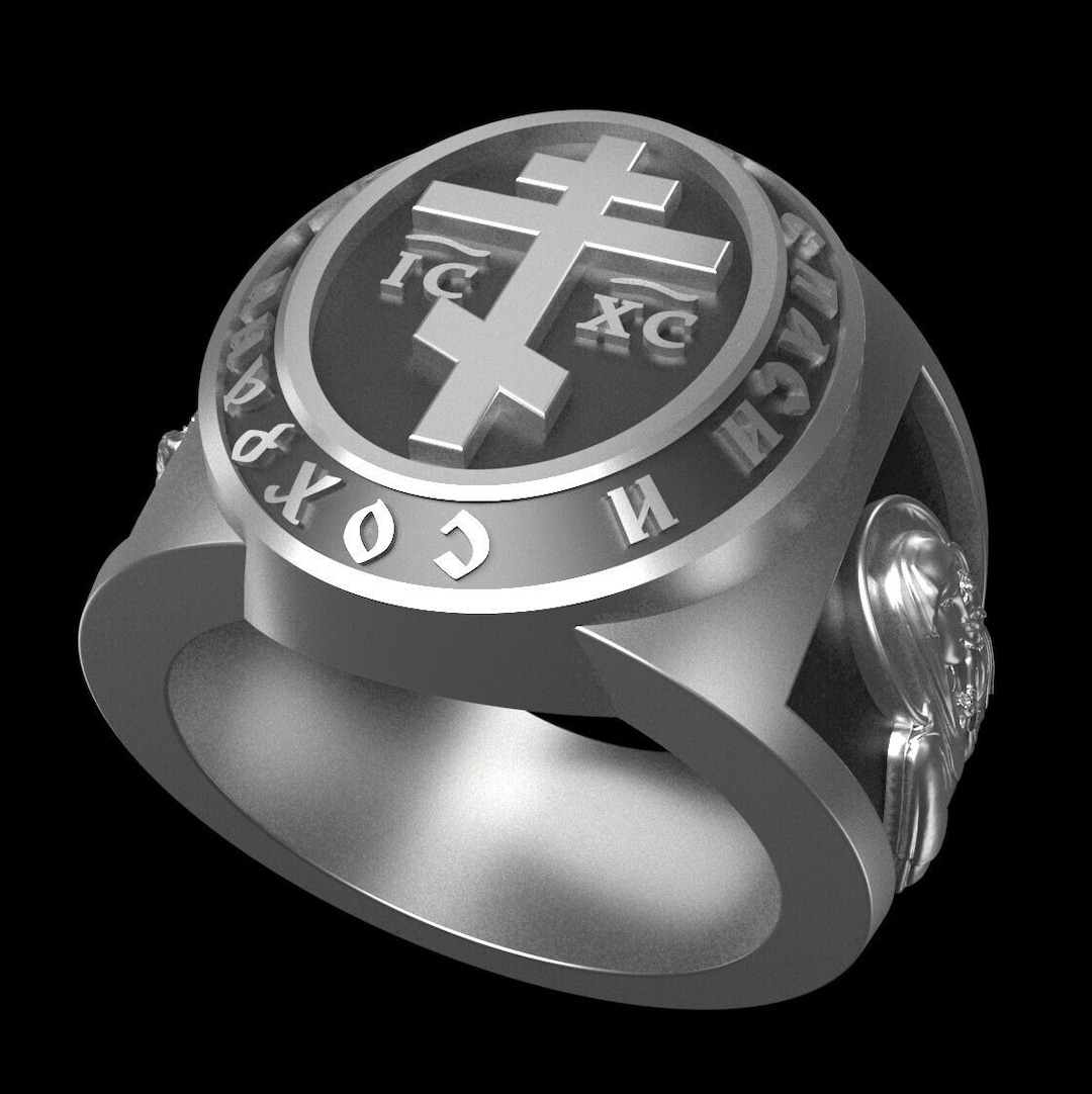Orthodox Heavy Massive Ring Russian Byzantine Cross Blessed Mother ...