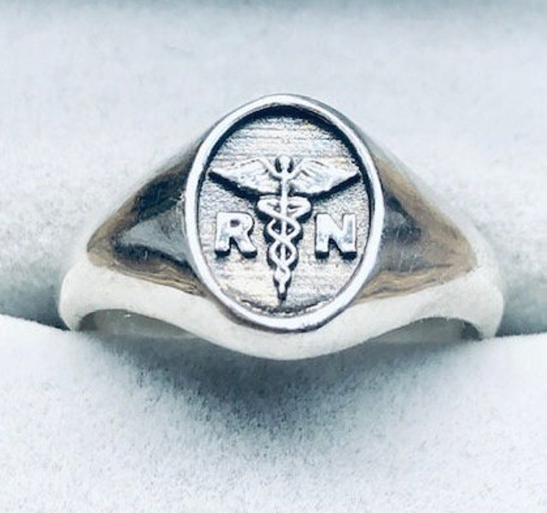 RN Nursing Medical Symbol Solid .925 Sterling Silver Feminine Ladies ...