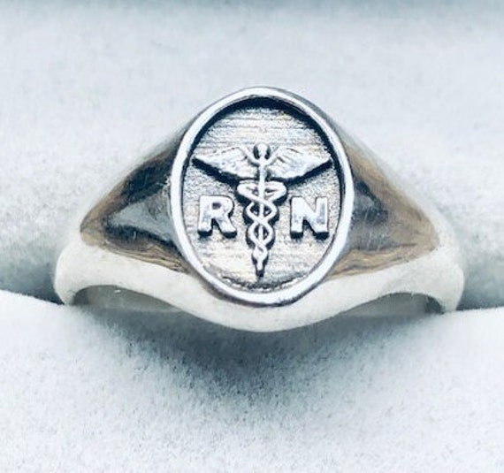 RN Nursing Medical Symbol Solid .925 Sterling Silver Feminine | Etsy