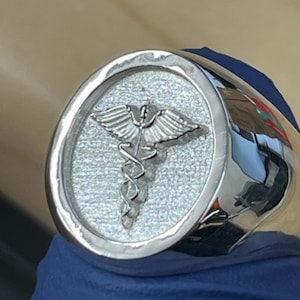 Solid Caduceus Medical Symbol Ring Sterling Silver 925 - Etsy