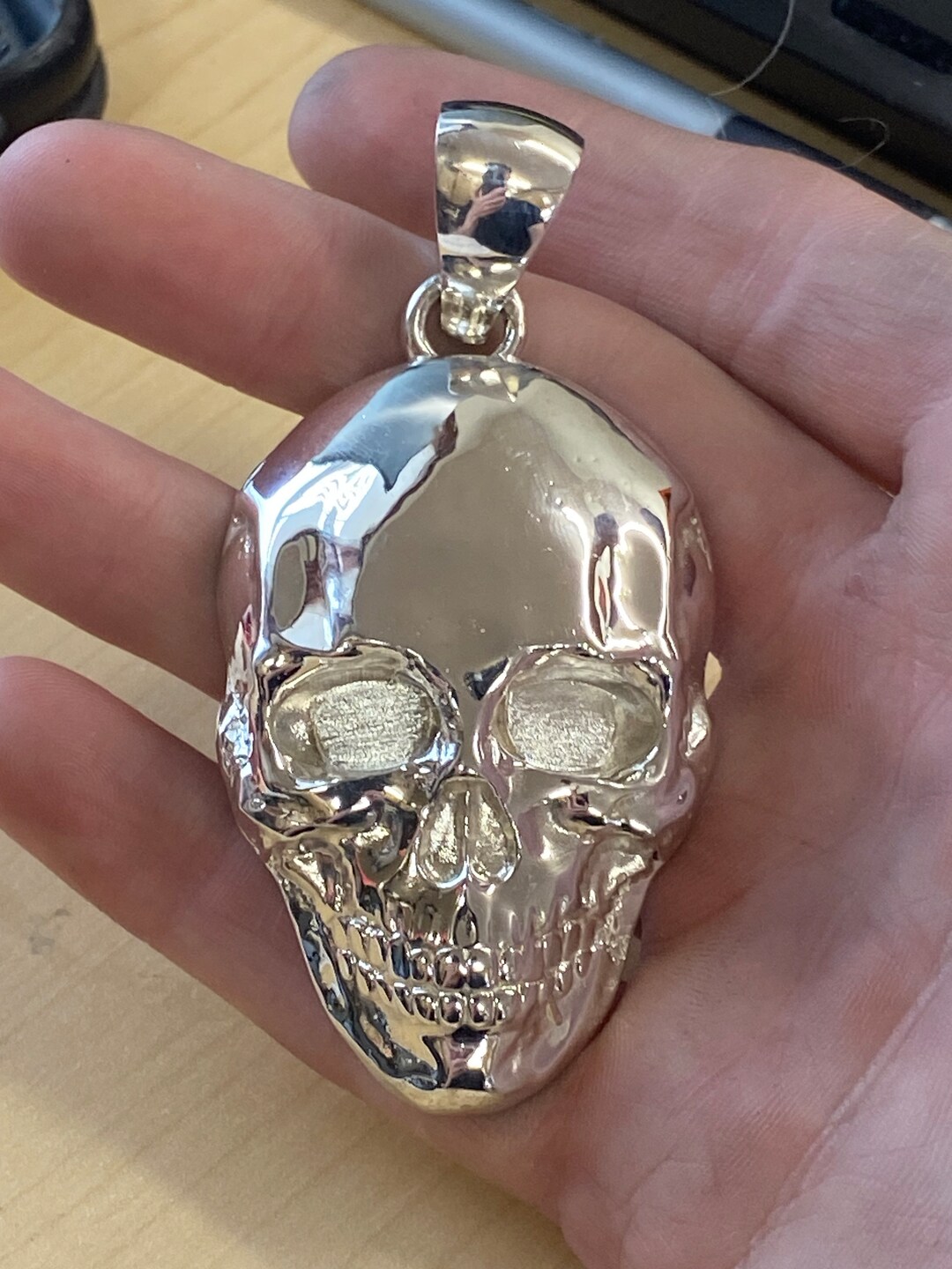 3" Large Skull Pendant Sterling Silver 925 Heavy Charm 70 Grams - Etsy