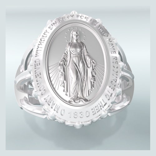 925 Sterling Silver Blessed Virgin Mary Miraculous Ring - Etsy