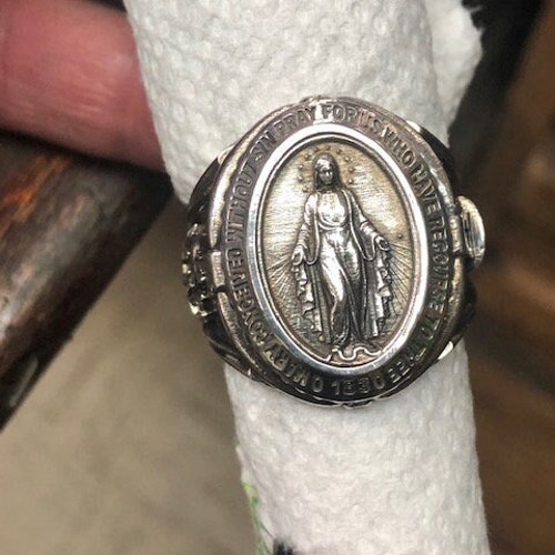 925 Sterling Silver Blessed Virgin Mary Miraculous Ring - Etsy