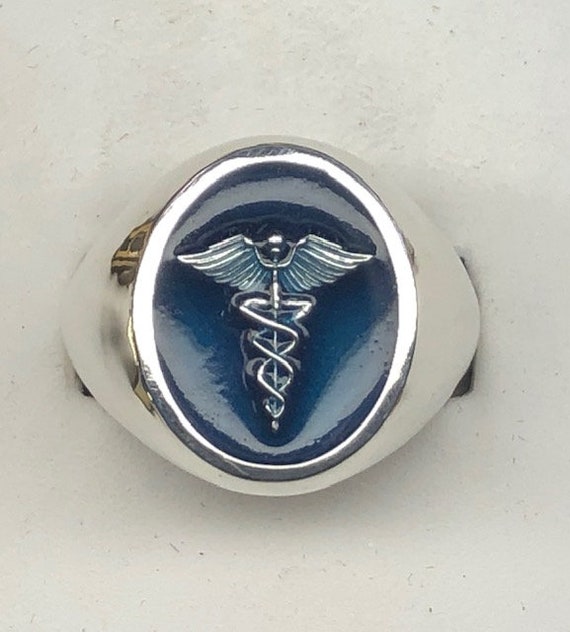 Navy Caduceus Silver