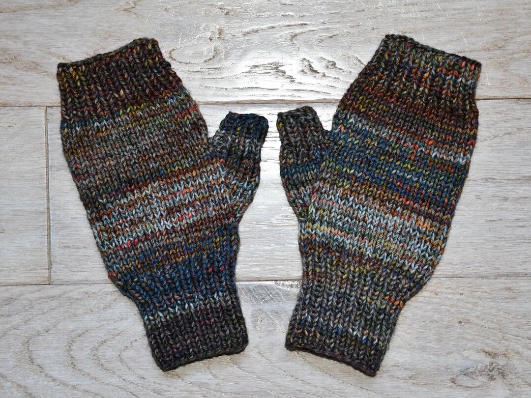 Hand Knit Wool Fingerless Mittens – Thumbless Texting Gloves - Etsy
