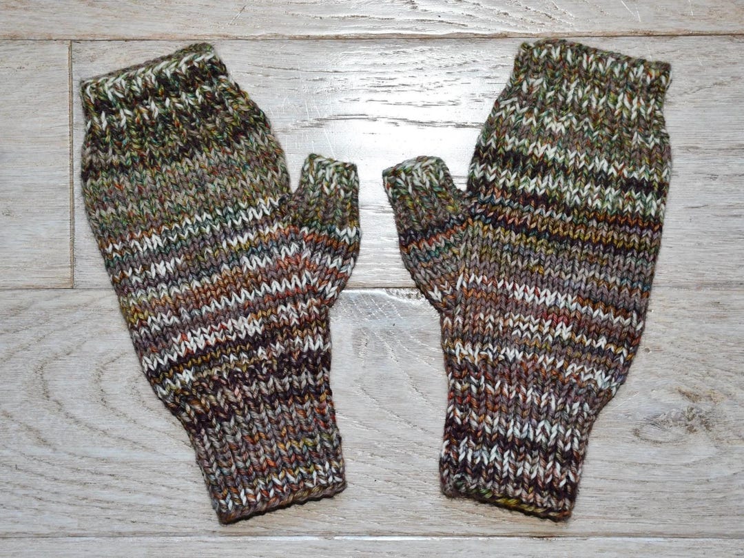 Hand Knit Wool Fingerless Mittens - Texting Gloves - Etsy