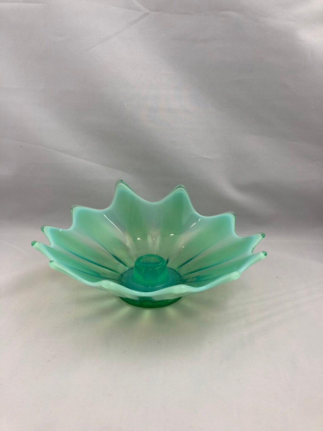 Fostoria Heirloom Opalescent Green Candlestick Holder - Argonne Hall ...