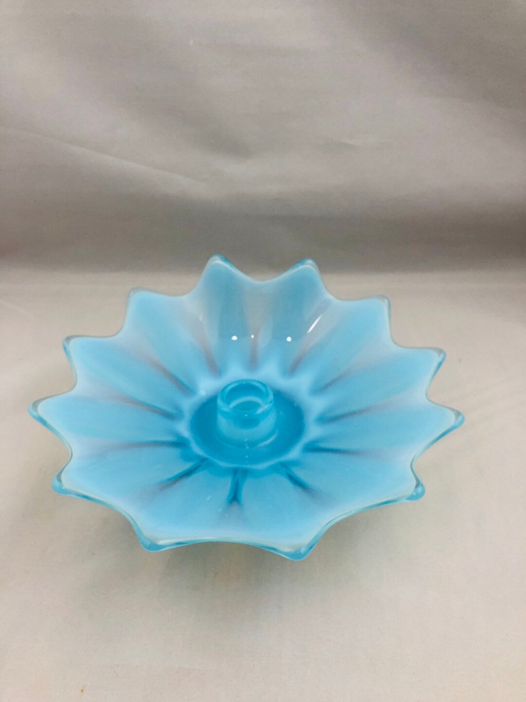 Fostoria Heirloom Opalescent Blue Candlestick Holder - Argonne Hall ...