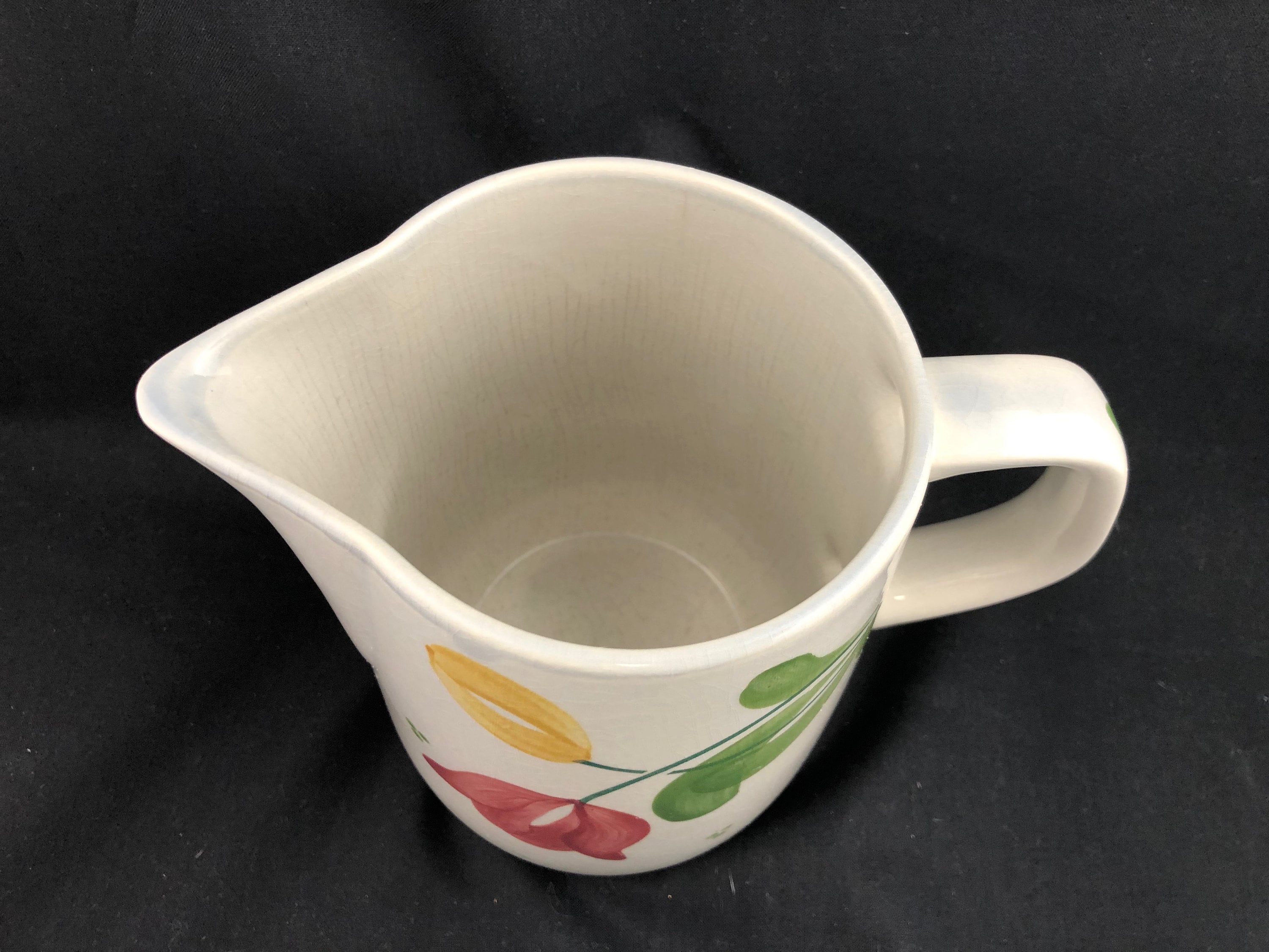 White Ceramic Floral Pitcher With Red & Yellow Flowers - Etsy