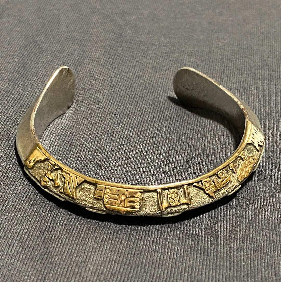 1980s Sterling and Gold Filled Signed Storyteller Bracelet Vintage ...