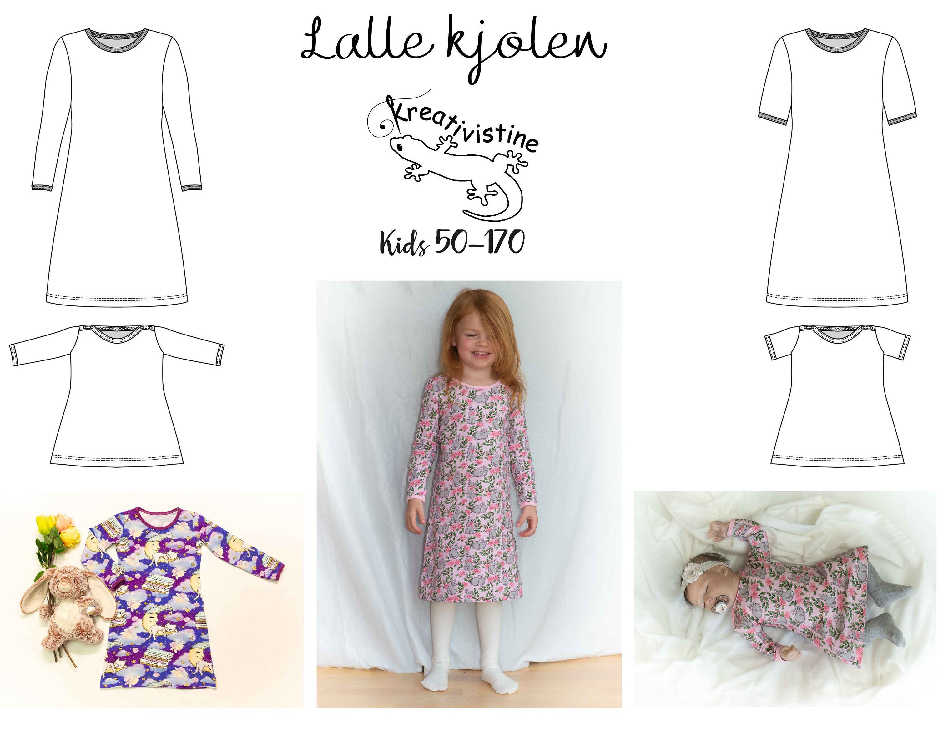 PDF Lalle Kjolen Mønster Sewing Pattern Nattkjole Nattlinne Nightgown ...