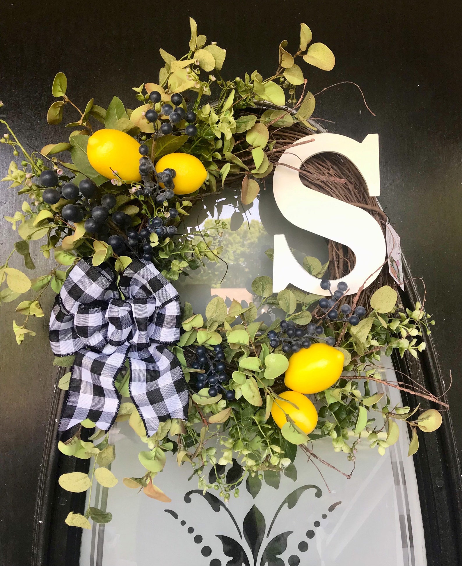 Lemon Blueberry Wreath, Summer Front Door Decor - Etsy