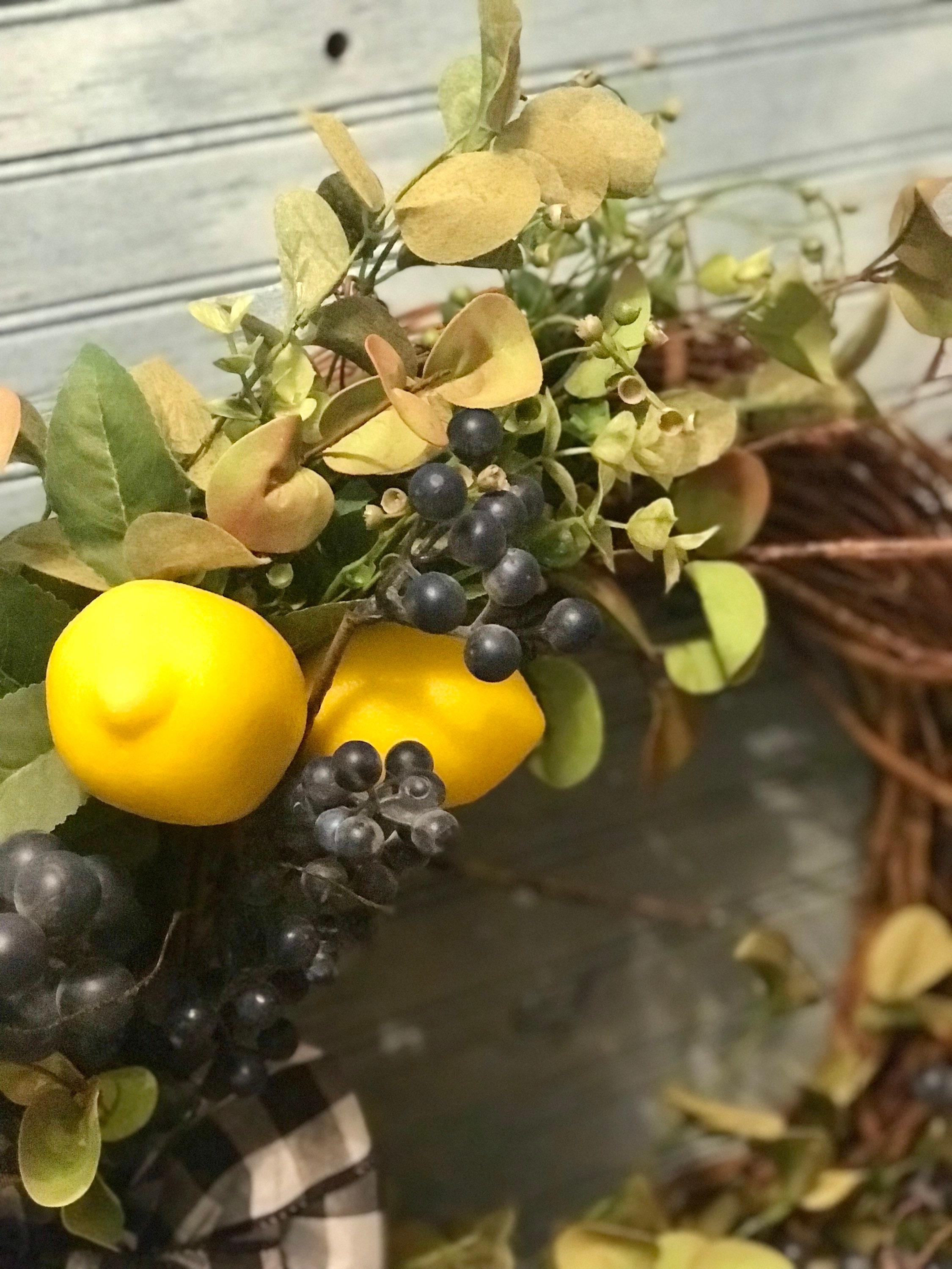 Lemon and Blueberry Wreath, Blueberry and Lemon Wreath, Wreath With ...