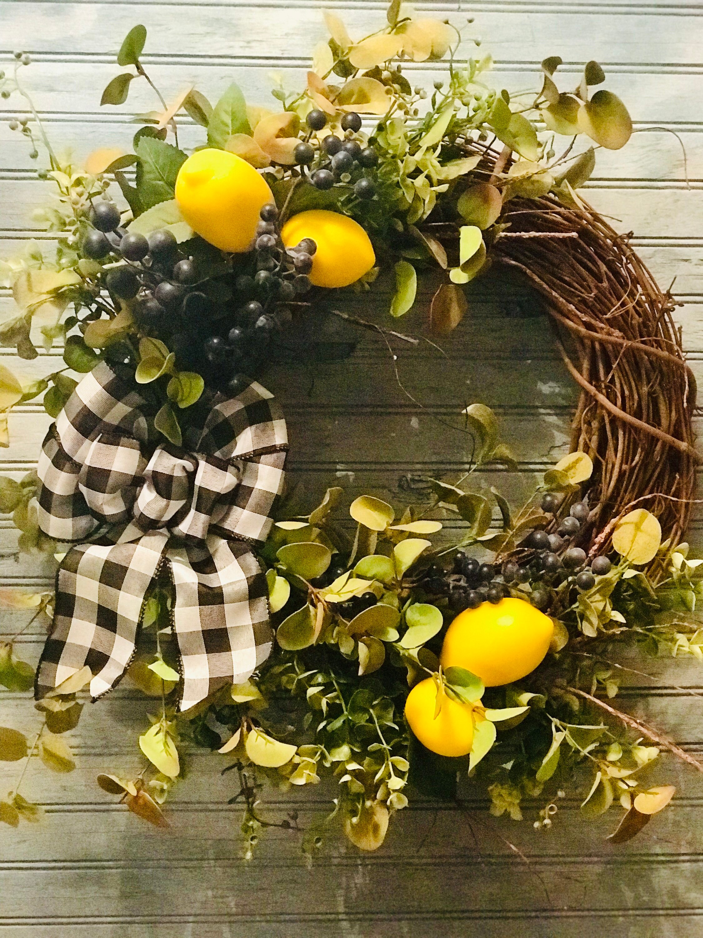 Lemon and Blueberry Wreath, Blueberry and Lemon Wreath, Wreath With ...