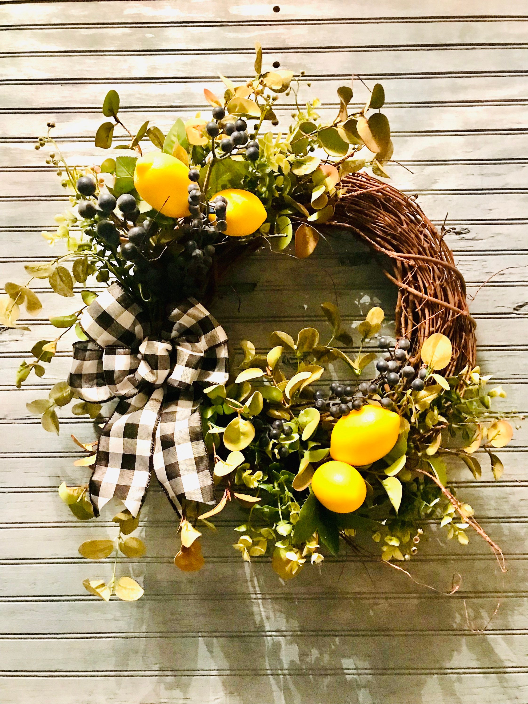 Lemon and Blueberry Wreath, Blueberry and Lemon Wreath, Wreath With ...
