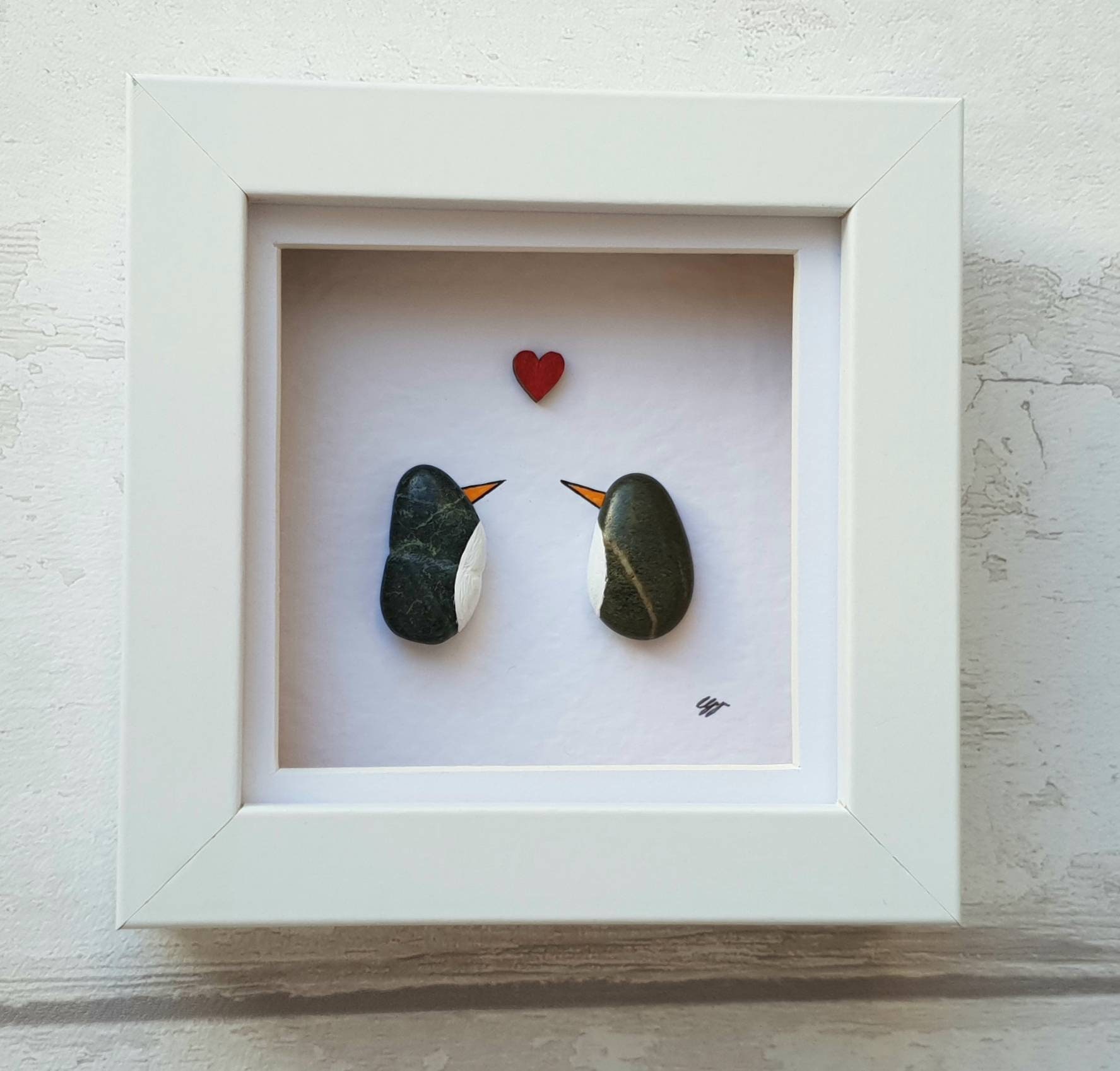 Penguin Pebble Art Pictureromantic Valentines Day Gift Mini | Etsy