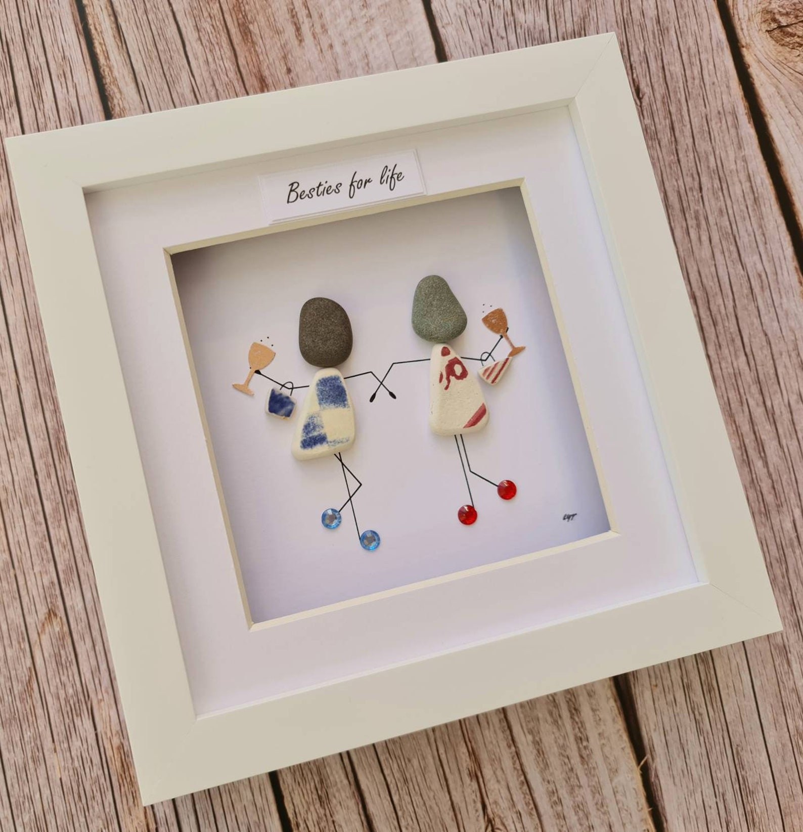 Besties for Life Pebble Art Picture, Unique Birthday Gift for Her ...