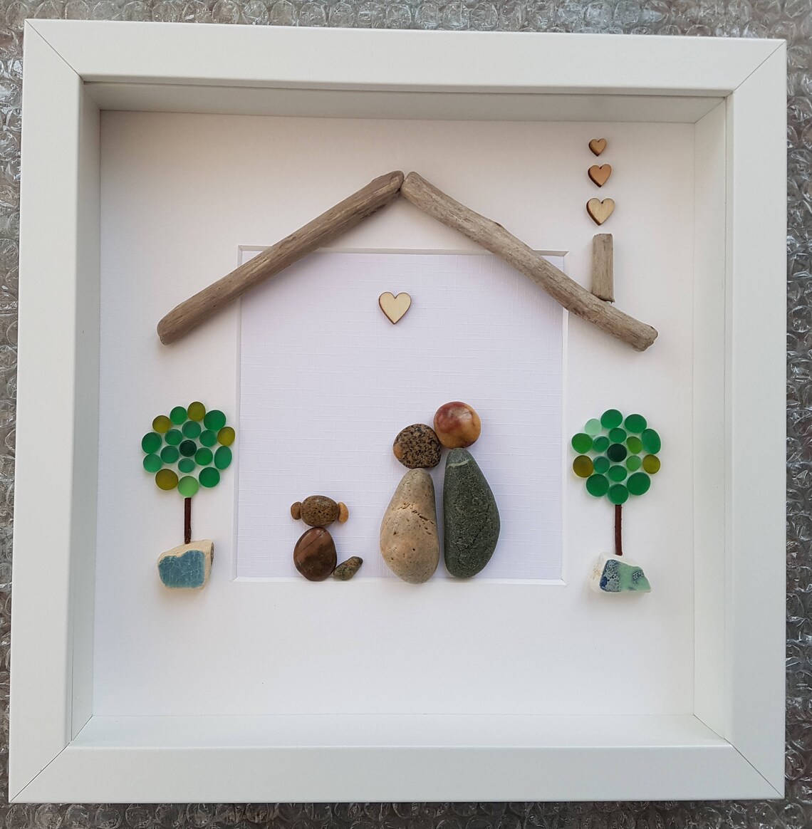 Pebble Art Personalised Family Gift for Mum, Unique Stone Art Handmade ...