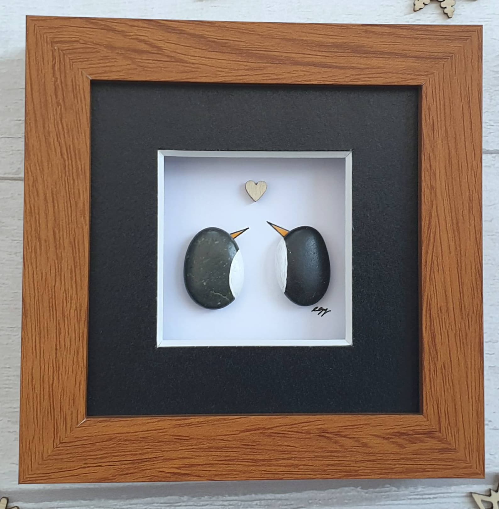 Penguin Pebble Art Romantic Gift in Mini Frame Perfect - Etsy UK