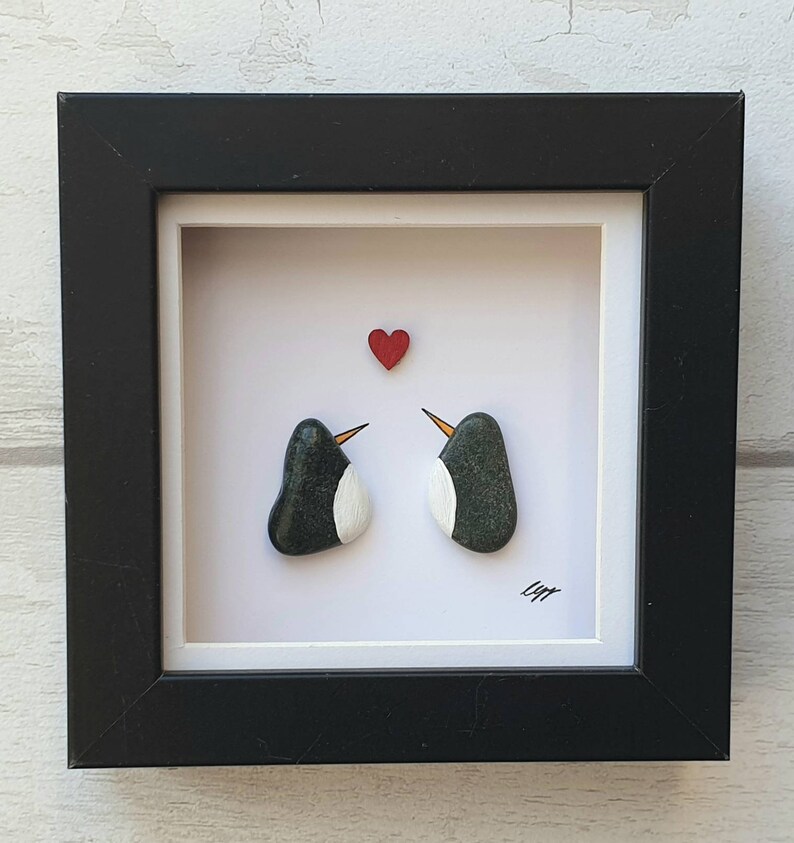Penguin Pebble Art Pictureromantic Valentines Day Gift Mini | Etsy