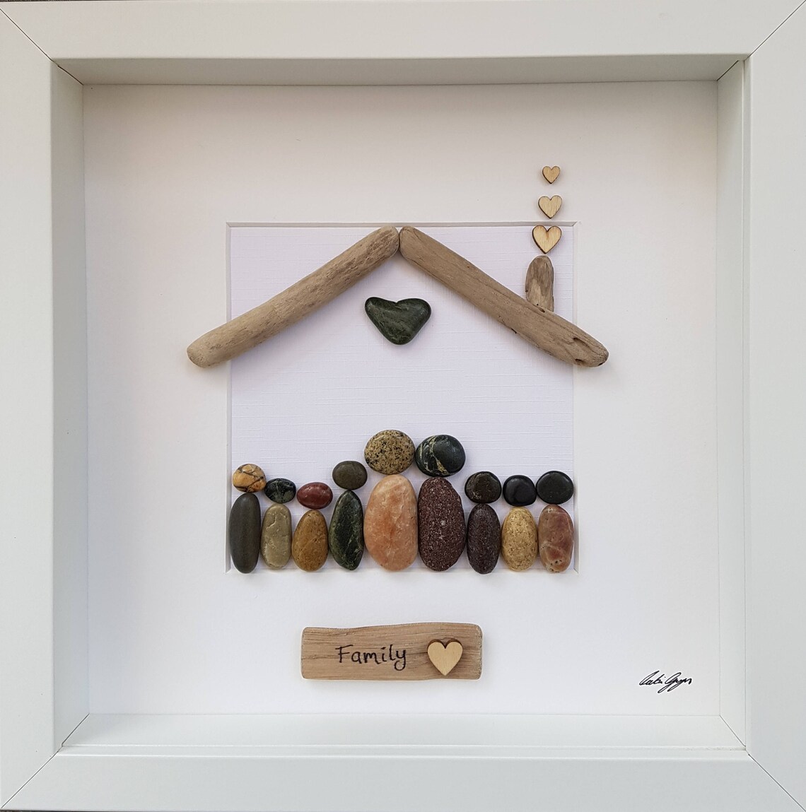 Pebble Art Personalised Family Gift for Mum, Unique Stone Art Handmade ...