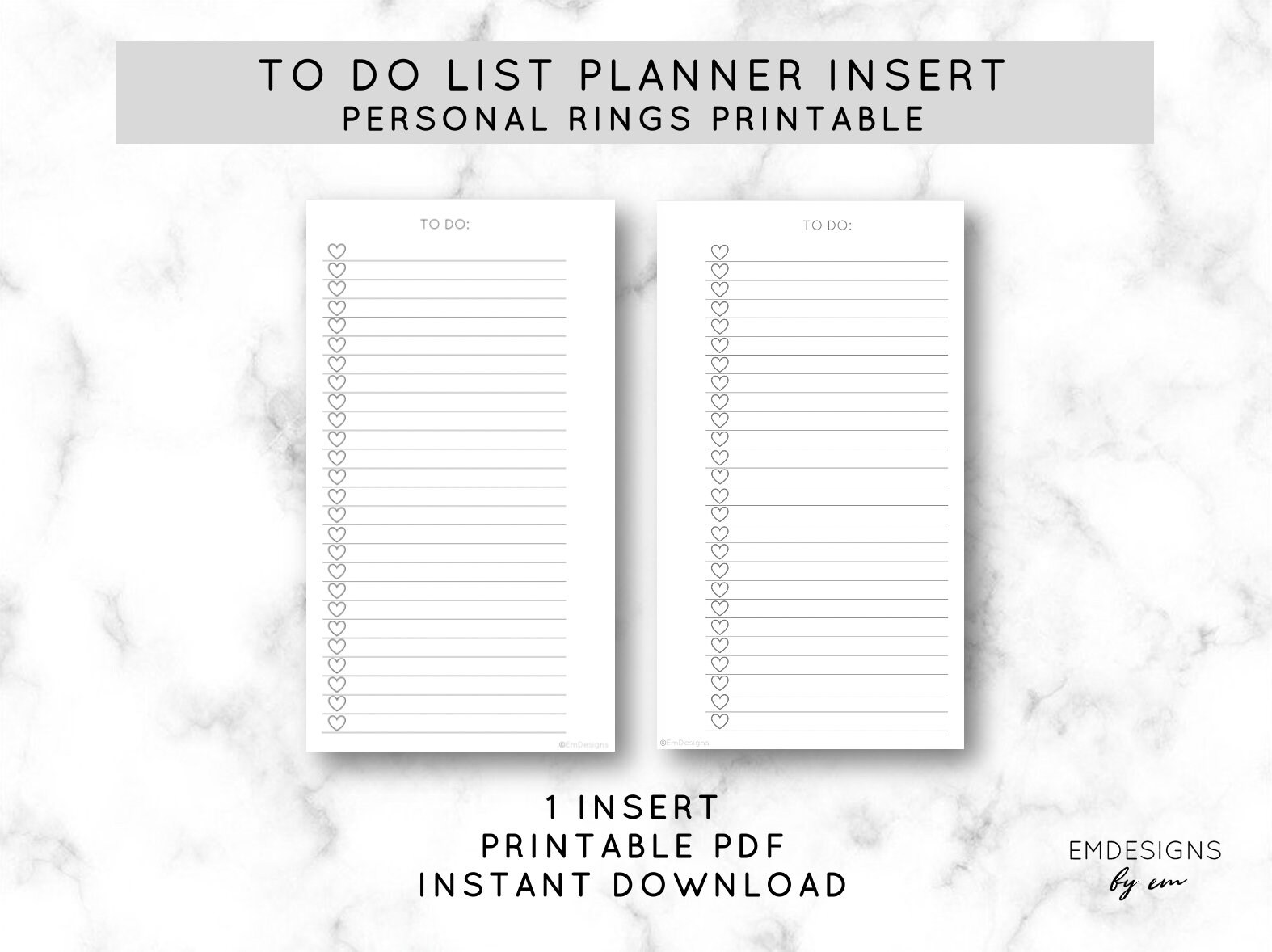 PRINTABLE INSERT 'to Do List' Personal Planner | Etsy