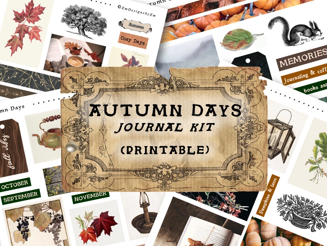 JOURNAL KIT 'autumn Days' - Printable Aesthetic Junk Journal Kit ...