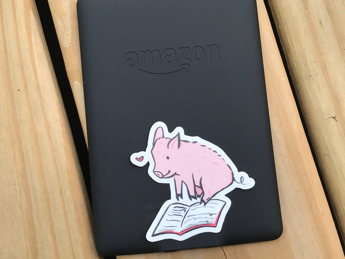 Reading Pig Sticker / Cute Laptop Sticker / Waterproof Water | Etsy
