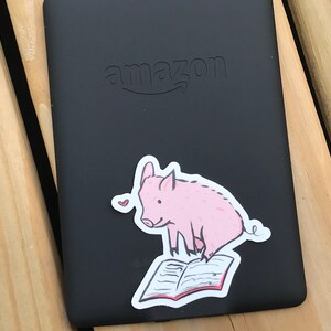 Reading Pig Sticker / Cute Laptop Sticker / Waterproof Water Bottle ...