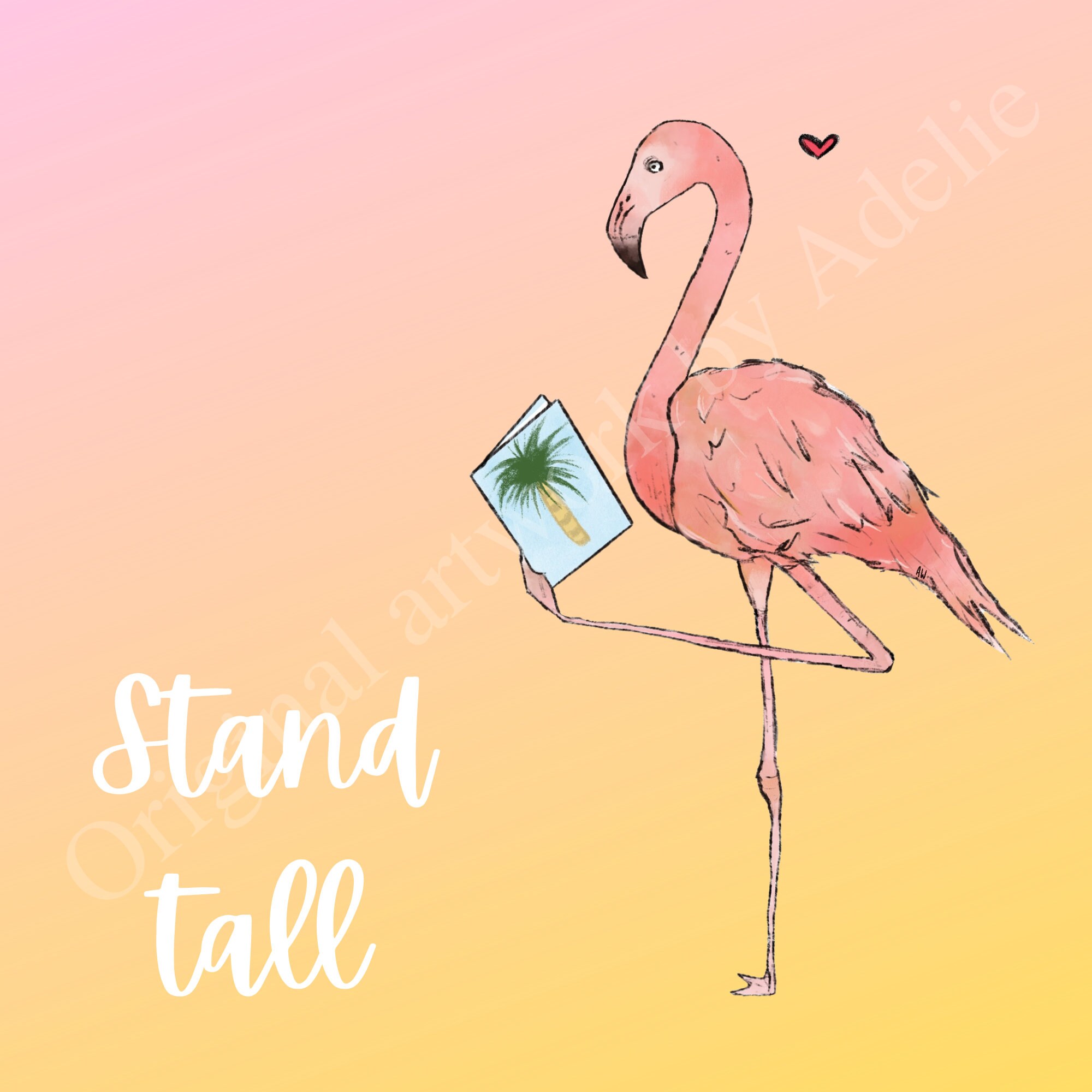 Stand Tall Reading Flamingo Canvas Print - Etsy