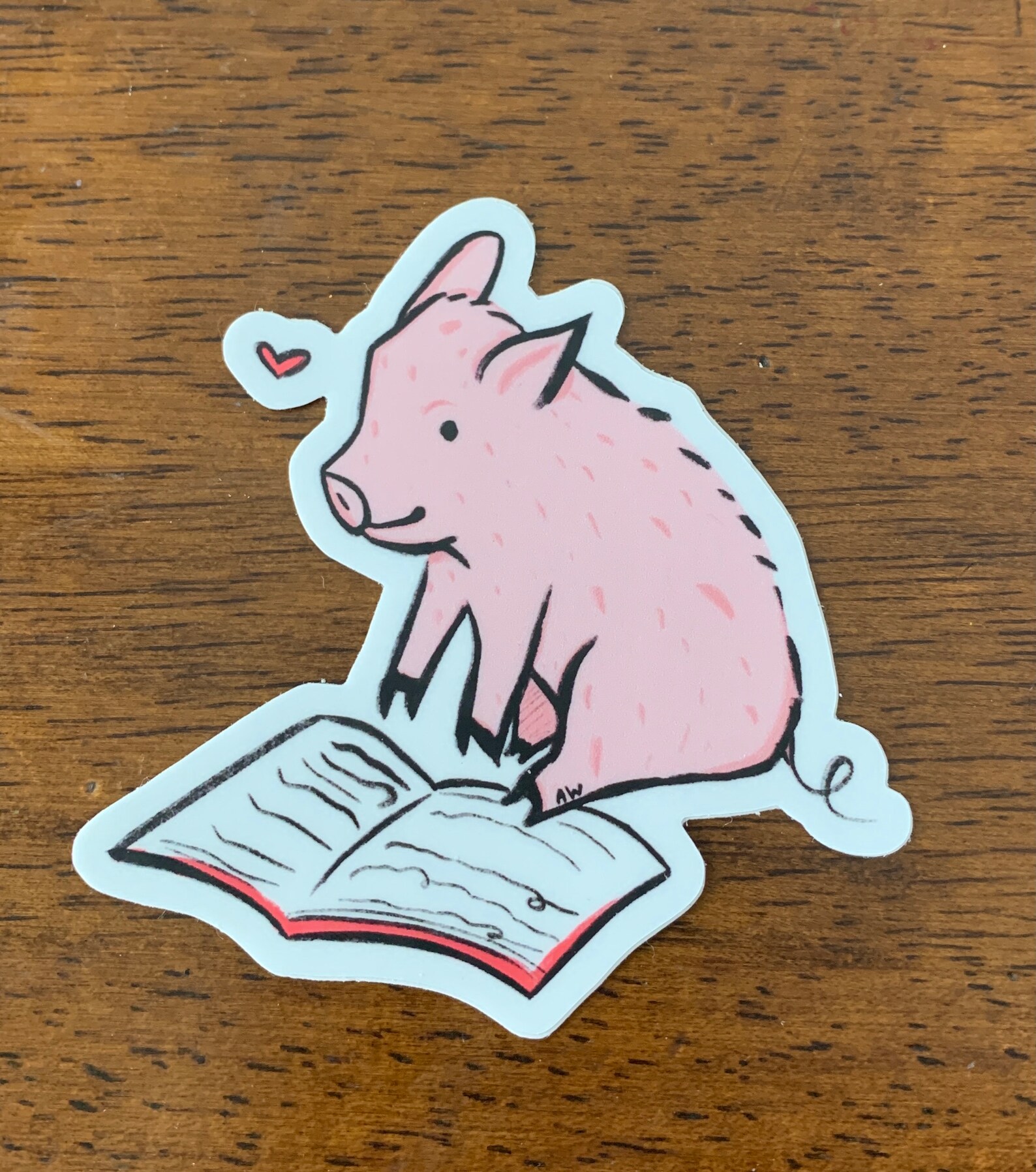 Reading Pig Sticker / Cute Laptop Sticker / Waterproof Water - Etsy