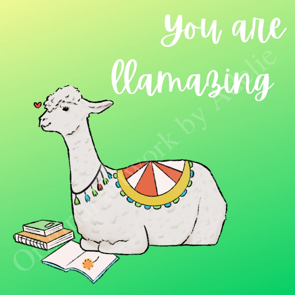 You are Llamazing / Reading Llama Canvas Print - Etsy.de