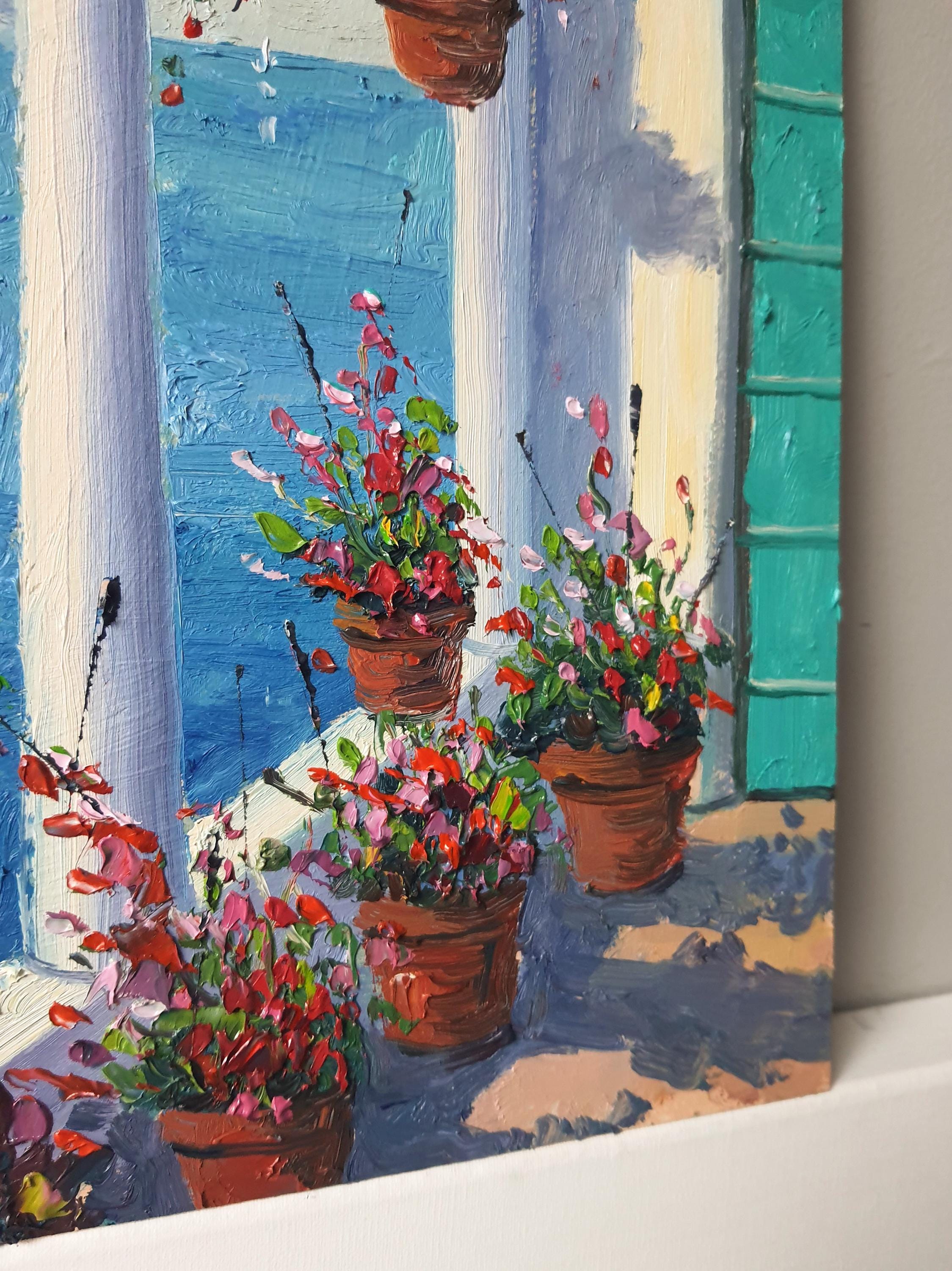 Blue Terrace, Oil Painting - Etsy