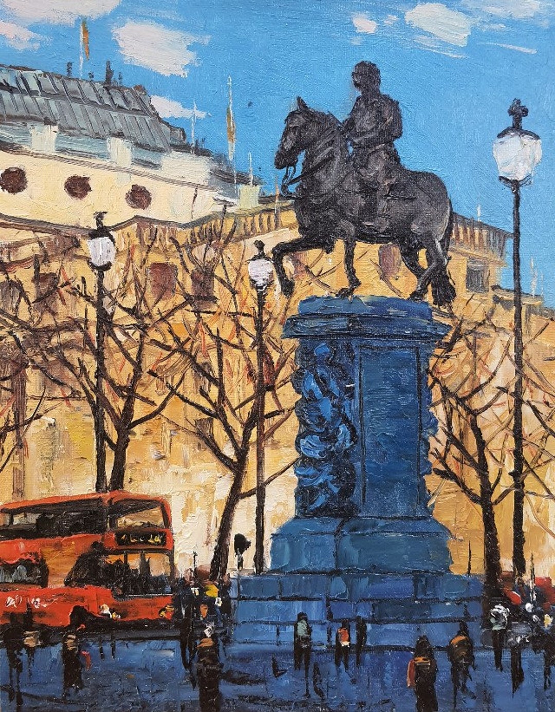 London, King George IV Statue, Oil Painting - Etsy
