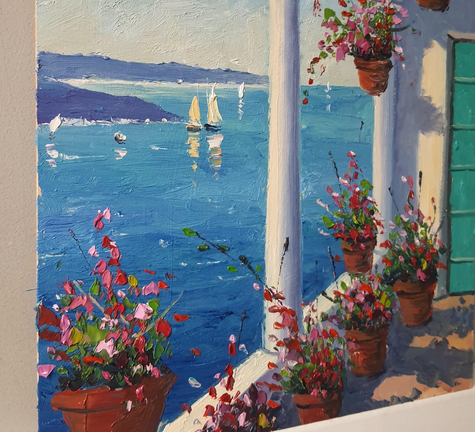 Blue Terrace, Oil Painting - Etsy