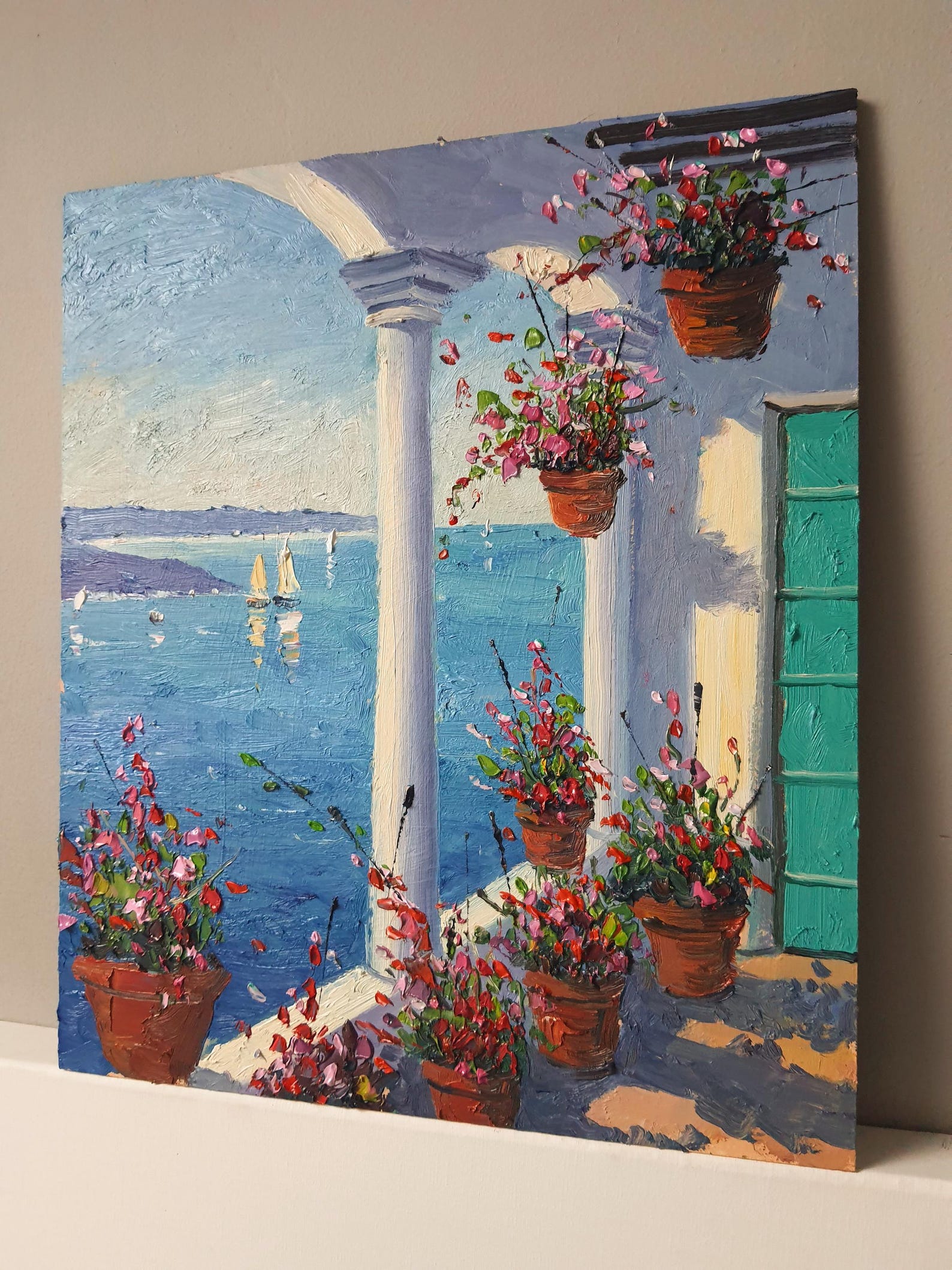 Blue Terrace, Oil Painting - Etsy