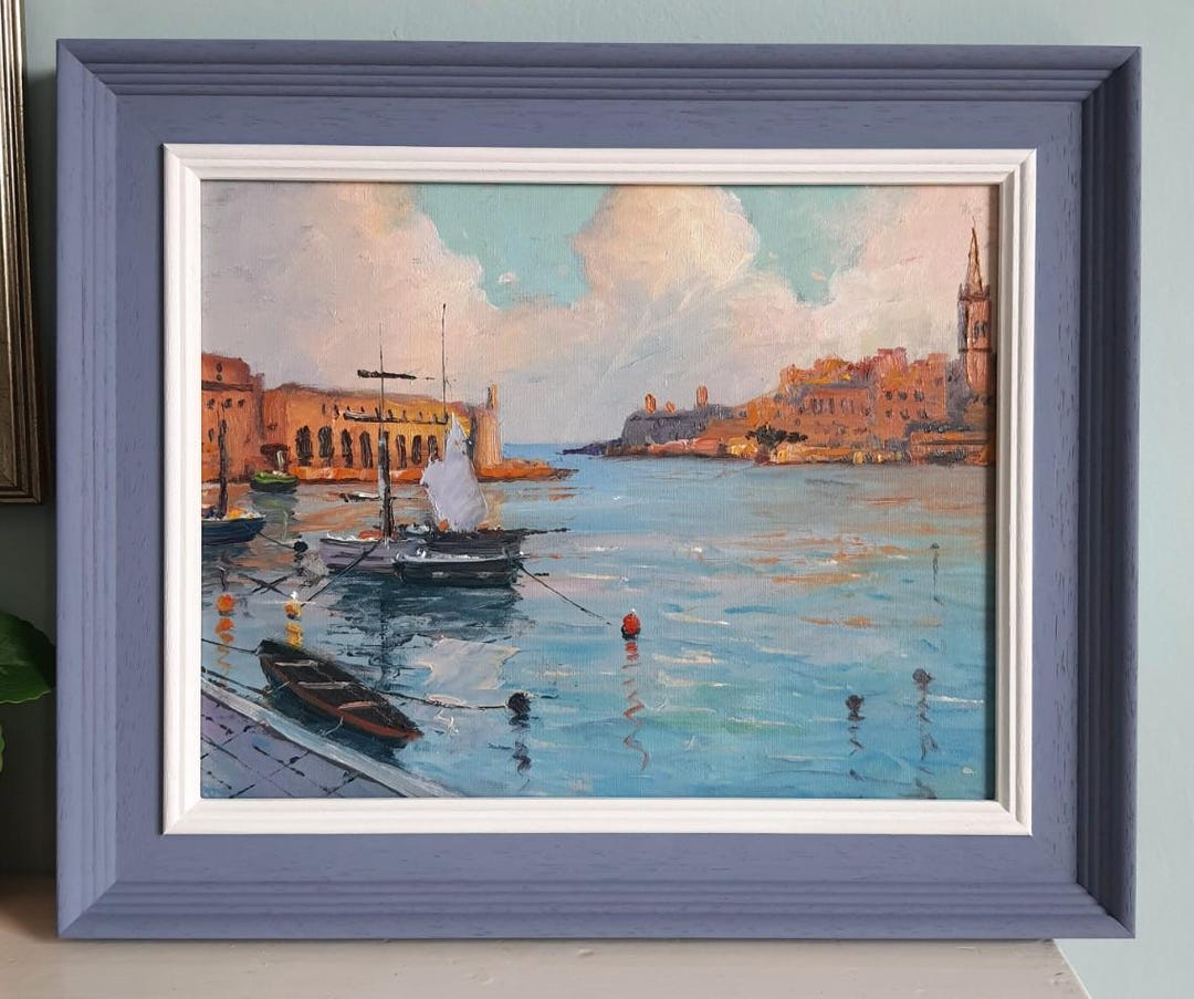 Malta Valletta Golden Hour, Oil Painting - Etsy