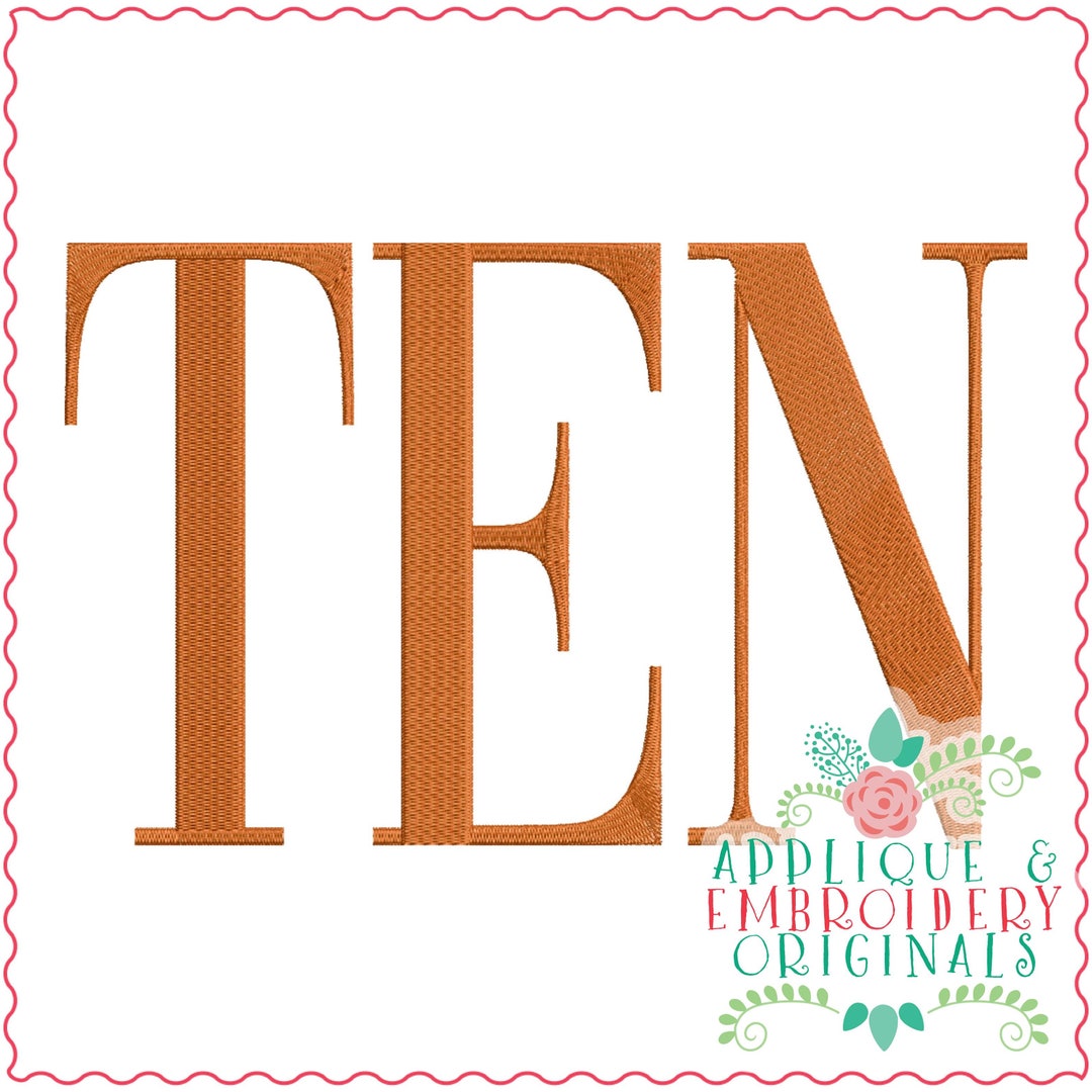 Applique & Embroidery Originals Digital Design 3564 TEN Word Art ...