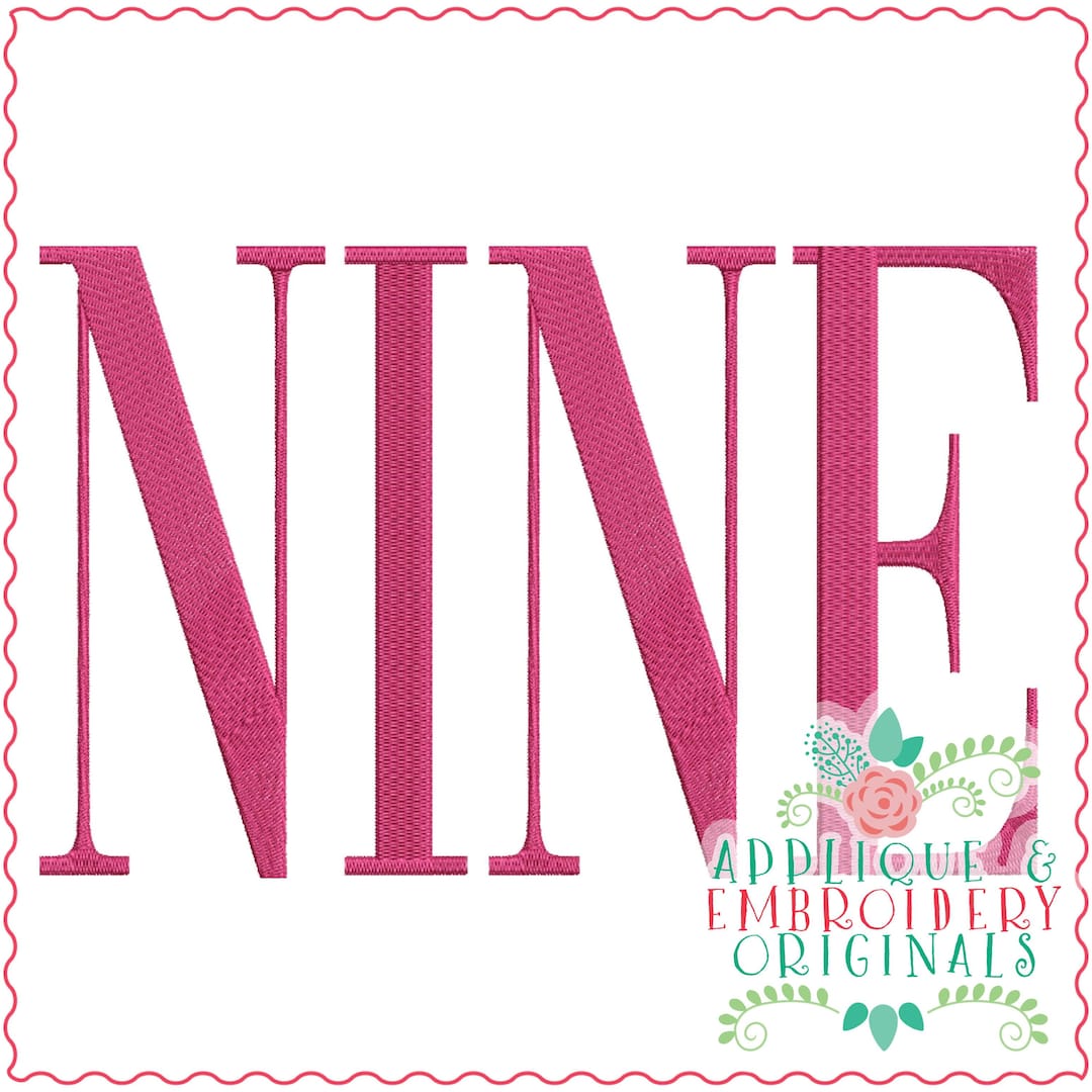 Applique & Embroidery Originals Digital Design 3563 NINE Word Art ...