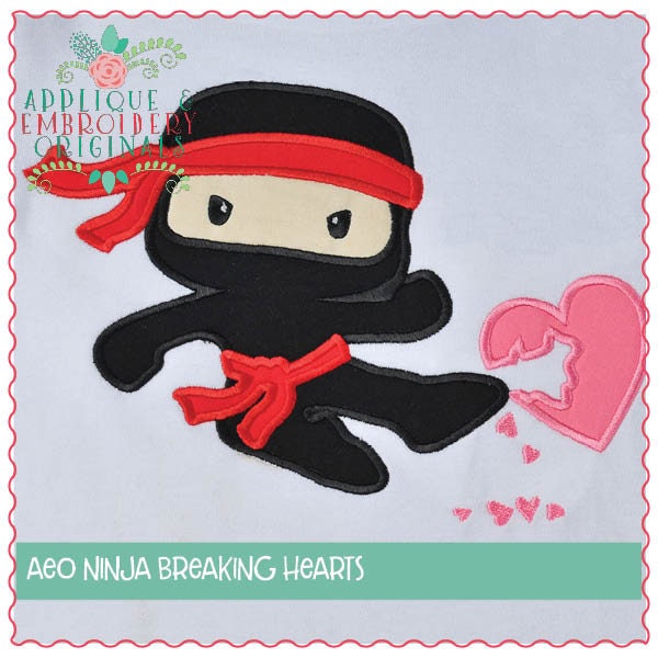 Applique and Embroidery Originals Digital Design 1376 Ninja Breaking ...