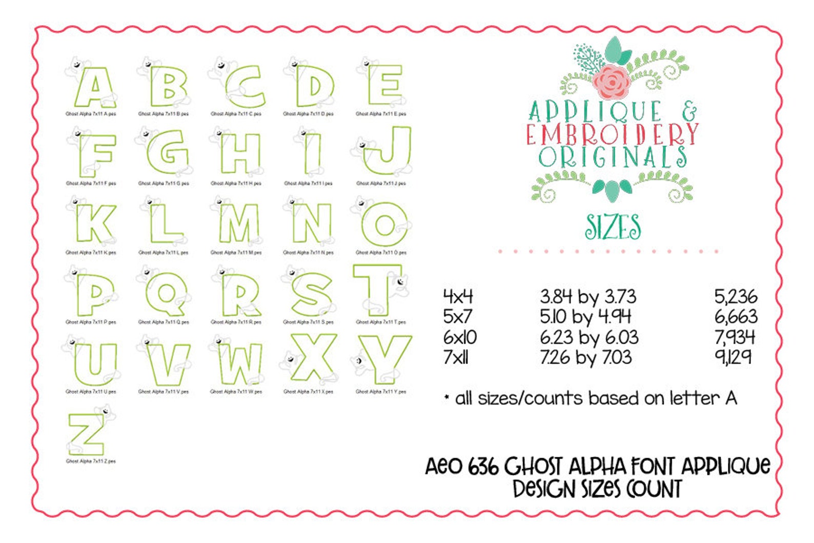 Applique and Embroidery Originals Digital Design 636 Ghost - Etsy