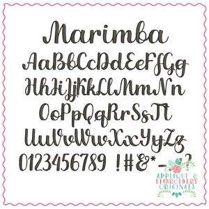 Applique & Embroidery Originals Digital Design 1931 Marimba Script ...