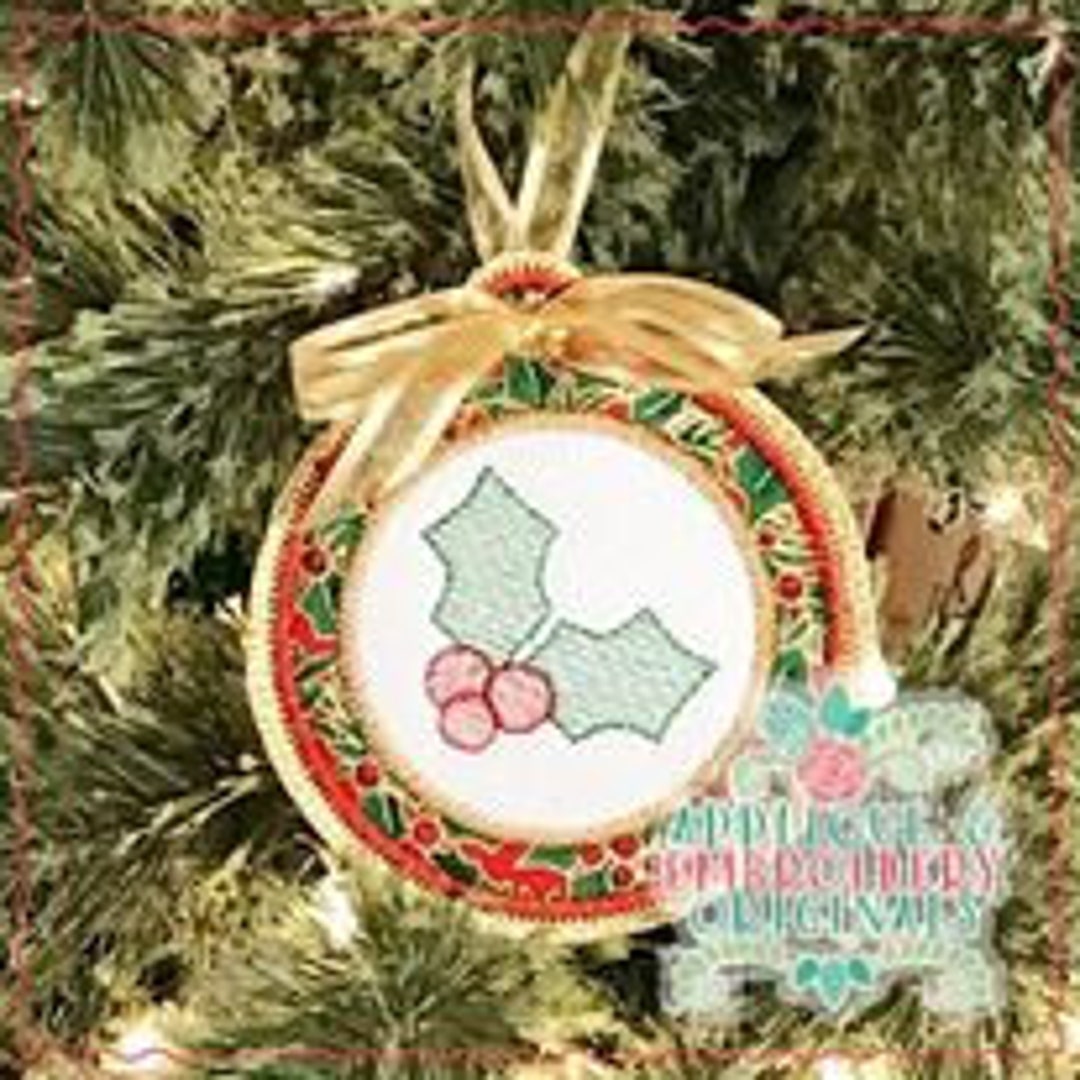 Applique & Embroidery Originals Digital Design 2200 Holly Leaves ...